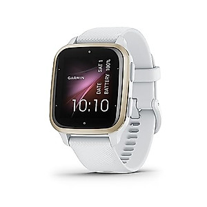 Garmin Venu® Sq 2 GPS Smartwatch, All-Day Health Monitoring, Long-Lasting Battery Life, AMOLED Display, Cream Gold and White