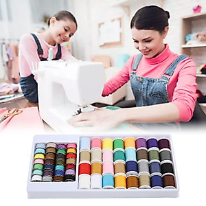 Sewing Thread Set 60 Shaft Multicolor - Practical Polyester Thread for Sewing Machine, Includes Reusable Bobbin, Needle Threaders, Embroidery Needles - Sewing Machine Accessories