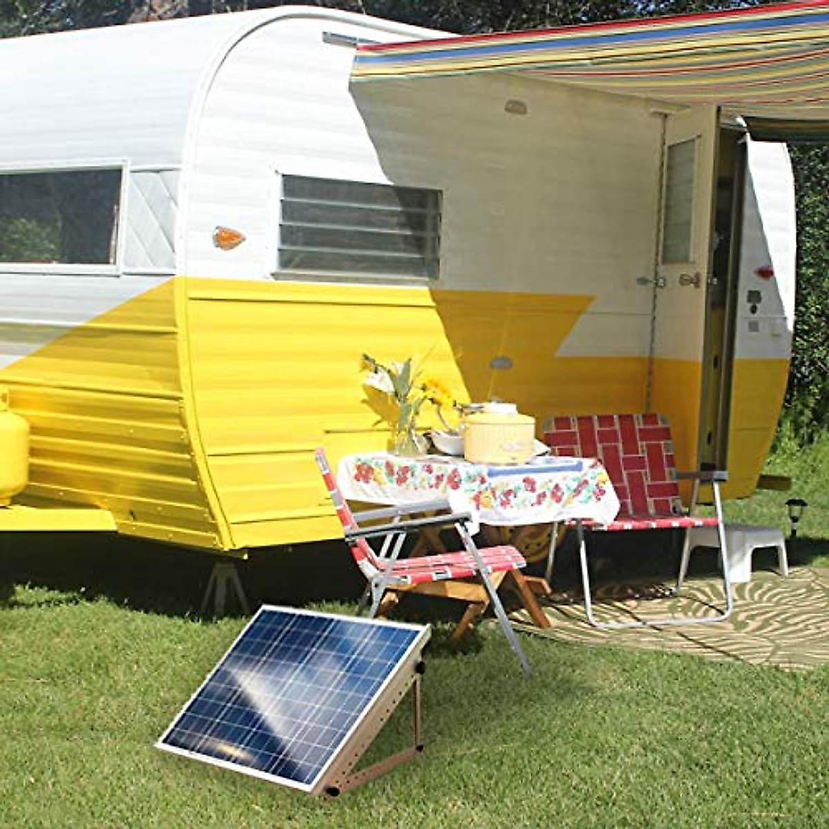 LBG Products 41" Solar Panel Mounting Rack Brackets with Adjustable and Foldable Tilt Legs,RV,Roof Off Grid System(41 inch Length)