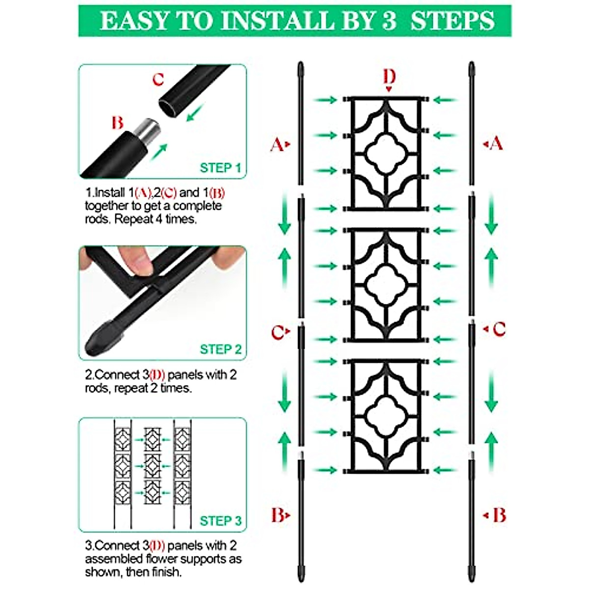 5FT Garden Trellis for Climbing Plants Outdoor, Kalolary Screen Garden Trellis Rustproof Vine Trellis Frame Cucumber Trellis Grow Support for Outdoor Indoor Fruits Vegetables Flowers Potted Plants