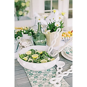 Mud Pie Beaded Serving Bowl, White, 5" x 12" dia