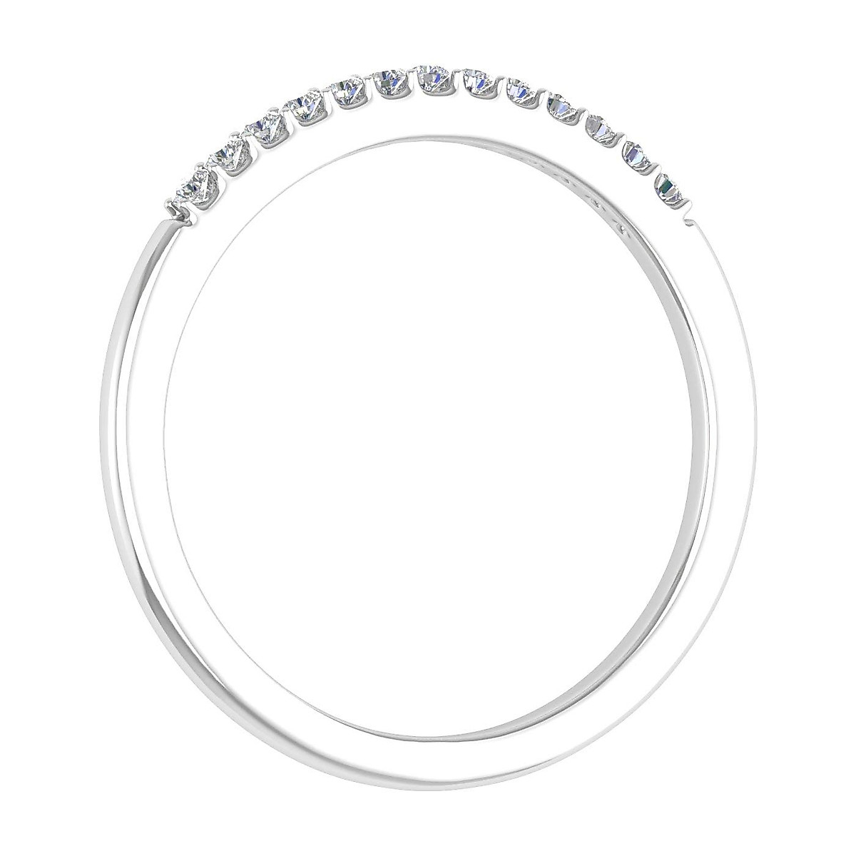 FINEROCK 1/10 Carat Diamond Anniversary Ring Band in 10K White Gold (Ring Size 4)