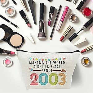 21st Birthday Gifts for Women, Funny 21 Year Old Gift Makeup Bag, 2003 21st Birthday Makeup Bags for Her, Mom, Aunt, Wife, Sister, Coworker, Friend, Making The World a Better Place Since 2003