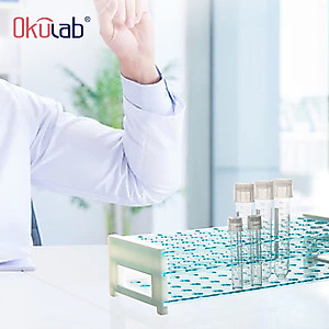 Okulab Detachable Plastic Tube Rack Set, 2pcs, Suitable for Tubes of Dia.≤17mm, 50 Holes Test Tube Holder, for Classroom, Lab,TTRP50A2