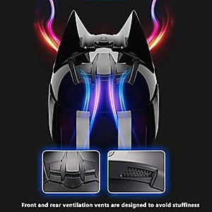 DCLINA Motorcycle Knight Helmet Cat Ear Helmet for Boys, Men and Women DOT Certified Full Face Modular Motocross Helmet Flip-Up Helmets for Street Scooter ATV, Bright Black (54-62cm)