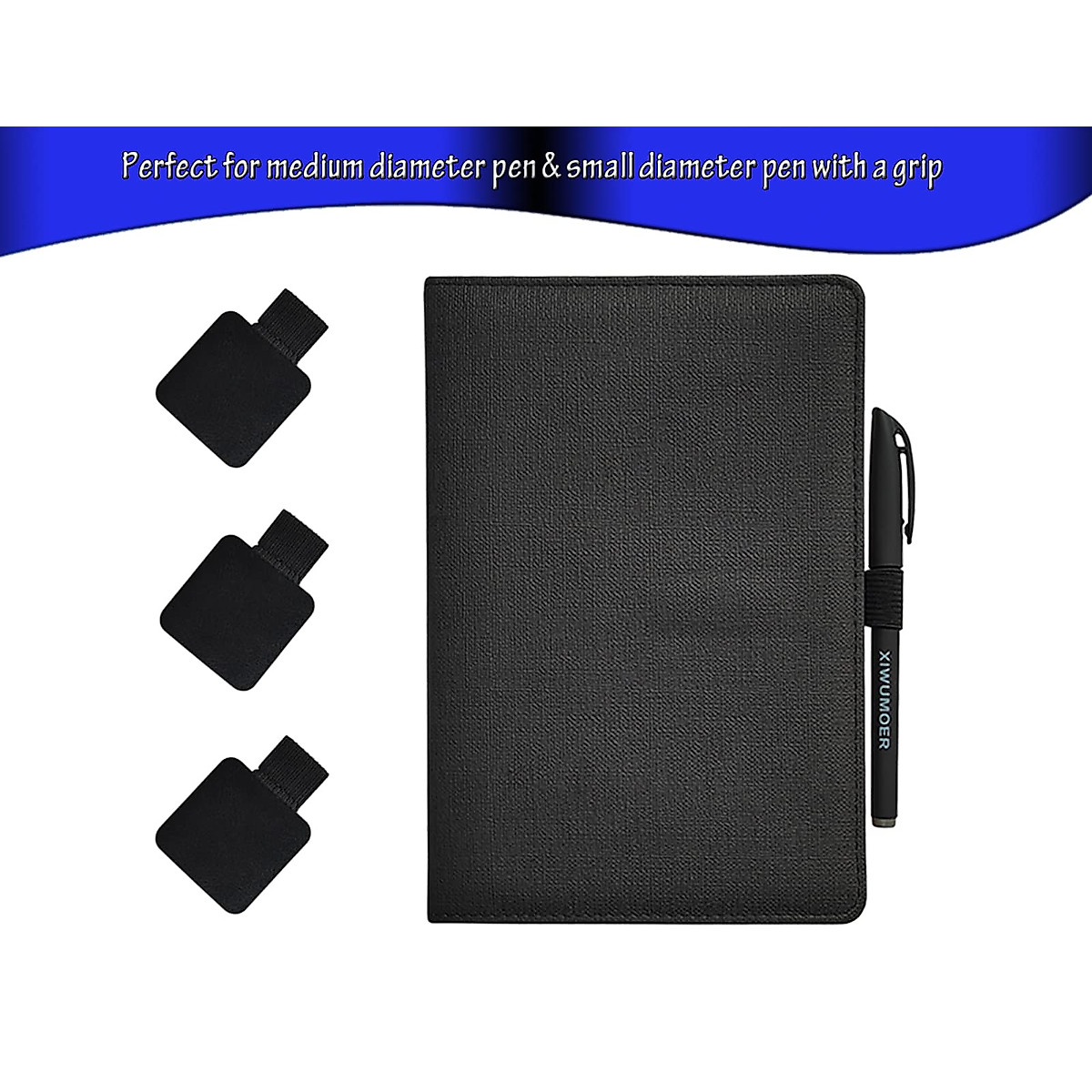 XIWUMOER 10 Pieces Pen Loop Holder,Self Adhesive Pen Holder,Stainless Steel Pen Holder,Pen Clips,Pencil Elastic Loop Designed for Notebooks,Journals,Calendars,Planners,Tablet Case for School, Office