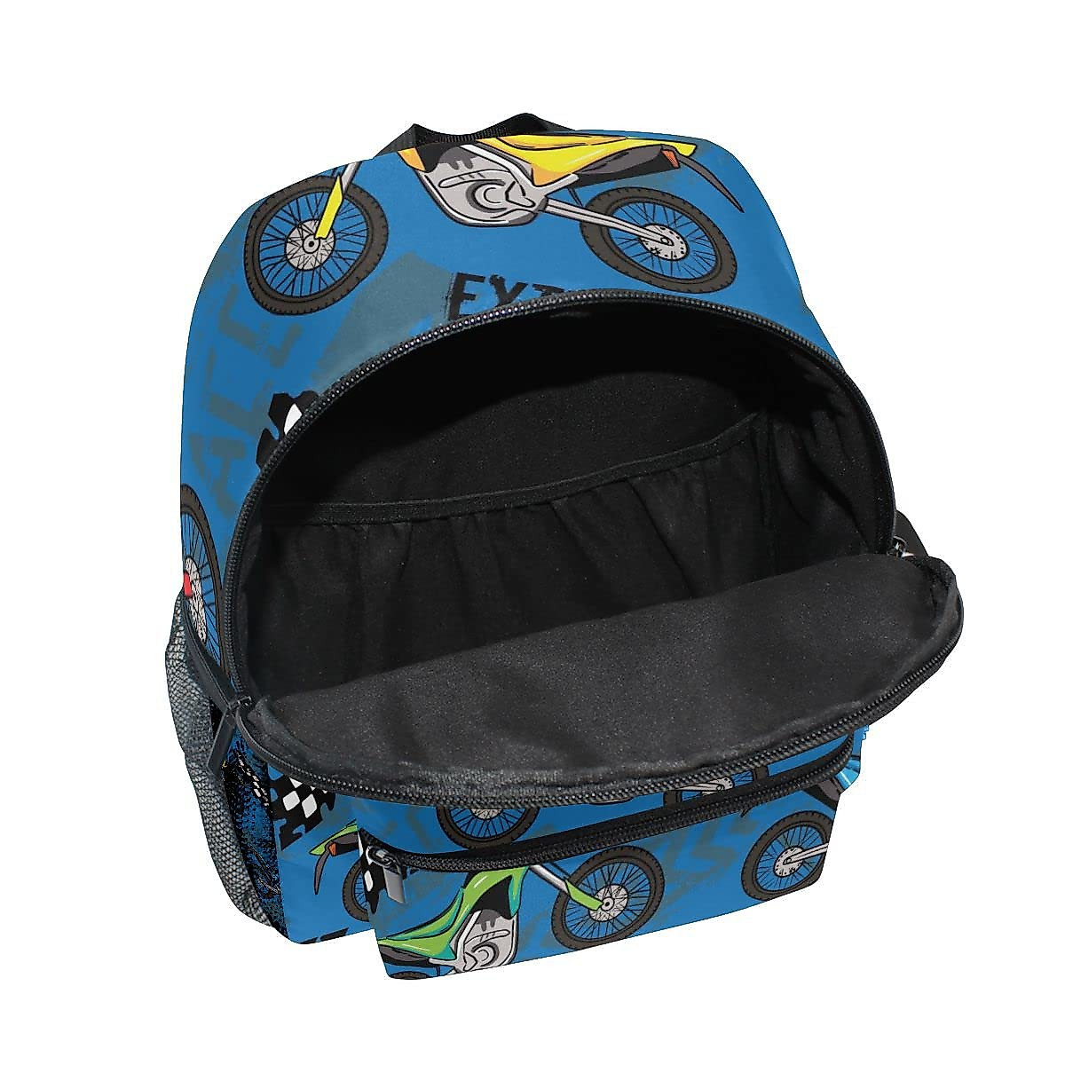 Glaphy Custom Kid's Name Backpack, Motorcycles Sports Pattern Toddler Backpack for Daycare Travel Personalized Name Preschool Bookbag for Boys Girls