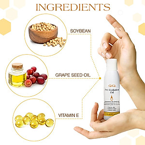 GiGi Pre Epilation Oil with Soybean and Grape Seed Oils, 4 fl oz