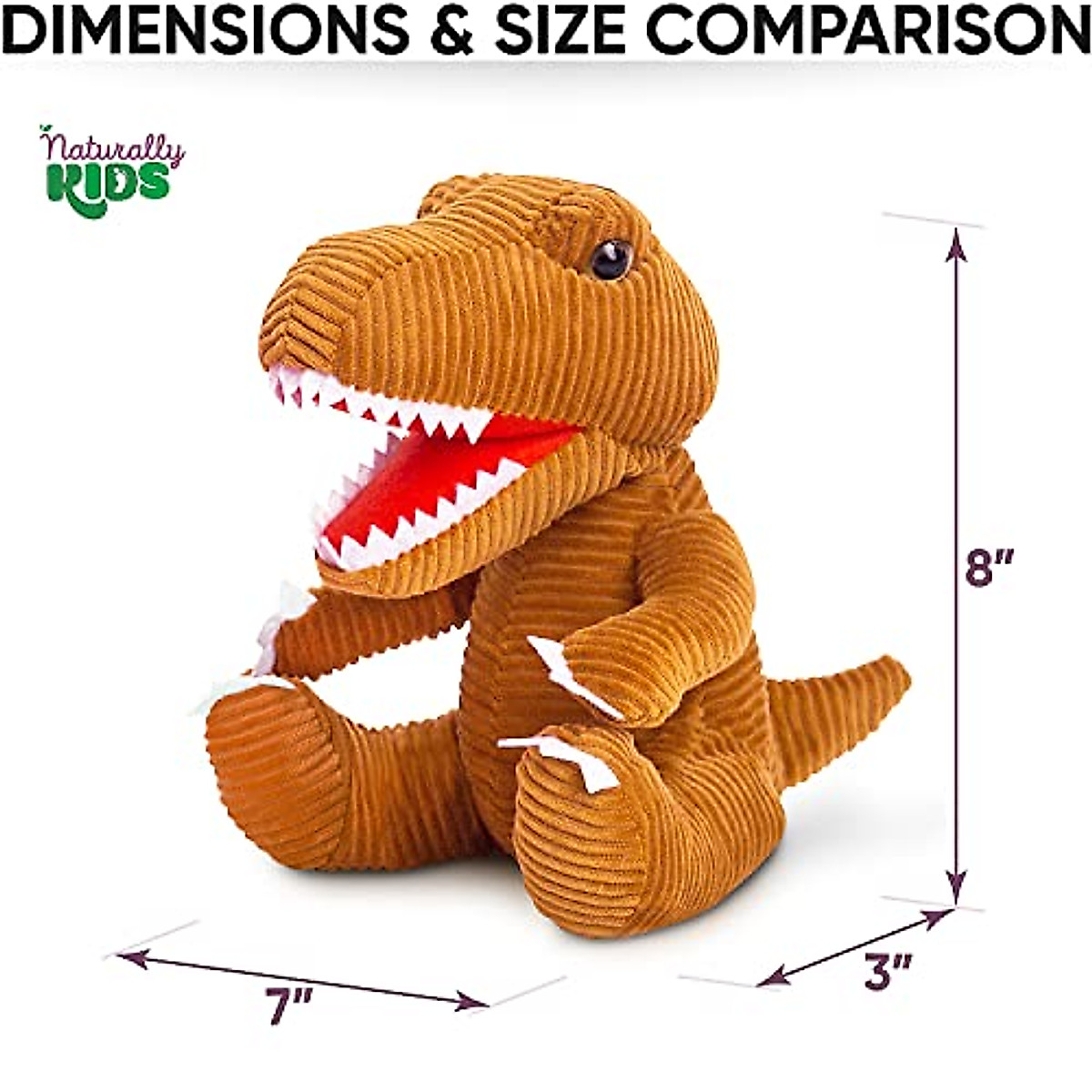 Naturally KIDS Dinosaur Backpack, Dinosaur Toys for Kids 3-5, Toddler Backpack Boys 2-4, Dinosaur Toys for Kids 2-4, 3 Year Old Boy Birthday Gift, Dinosaurs for Boys Girls, Dinosaur Stuffed Animal