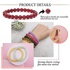 SAMOCO 24Pcs 8mm Beaded Stretch Bracelet Handmade Round Glass Bracelet for Women Multicolor Matte Beads Elastic Bracelet