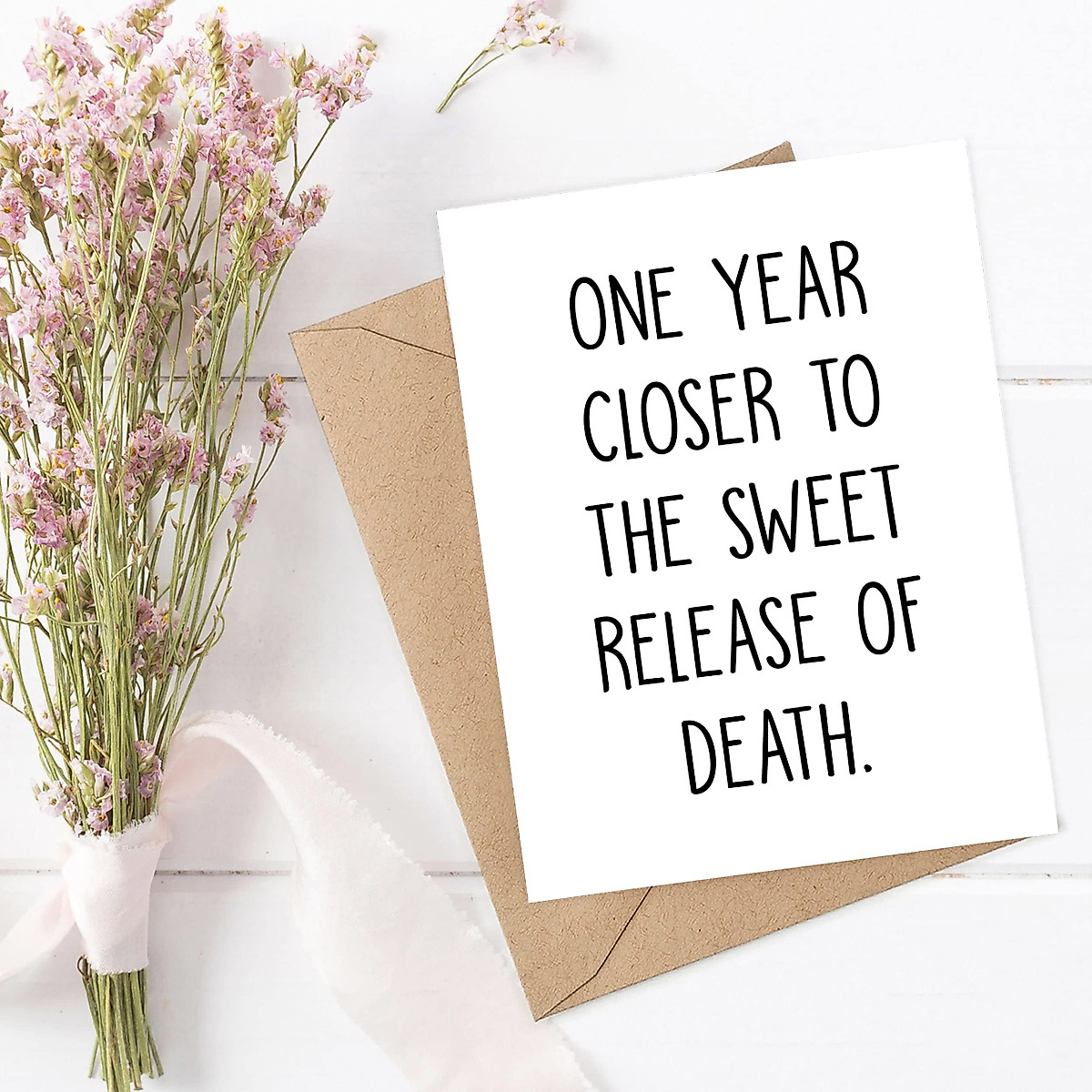 Emily gift One Year Closer To The Sweet Release Of Death. Funny Birthday Cards For Men And Women - Happy Birthday Card For Him Or Her