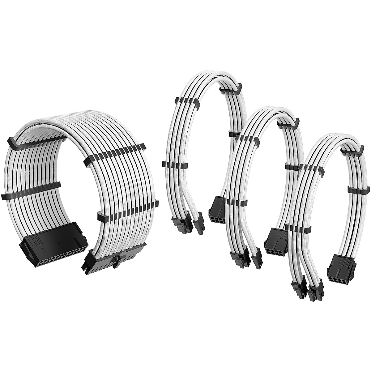 Antec Power Supply Sleeved Cable /24pin ATX /4+4pin EPS /6+2pin PCI-E PSU Extension Cable Kit 30cm Length with Combs, White(11.8inch/30cm)