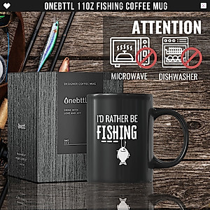 Onebttl Fishing Gifts for Men, Coffee/Cold Drinks Mug, Fishmen Gift for Fishing Lover, Ceramic Heat Changing Mug, Gift Idea Cup For Christmas, Birthday- I'd Rather Be FISHING