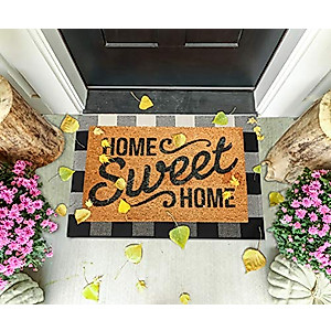 Buffalo Plaid Checkered Rug by SGallerie - Black & White Washable Woven Mat - Decoration for Indoor & Outdoor - Decor for Entryway, Patio, Kitchen, Bedroom, Bathroom and Dining Room