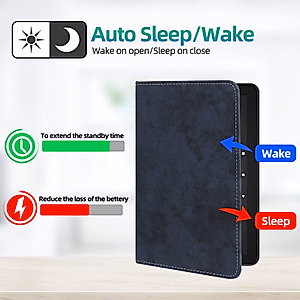 Fire HD 8 Tablet Case, Fire Tablet 8 Case,Amazon Fire 8 Tablet Case(12th/10th Generation,2022/2020 Release),Auto Sleep/Wake Ultra Lightweight Slim Stand Folio Cover with Pocket/Card Slots,Navy Blue