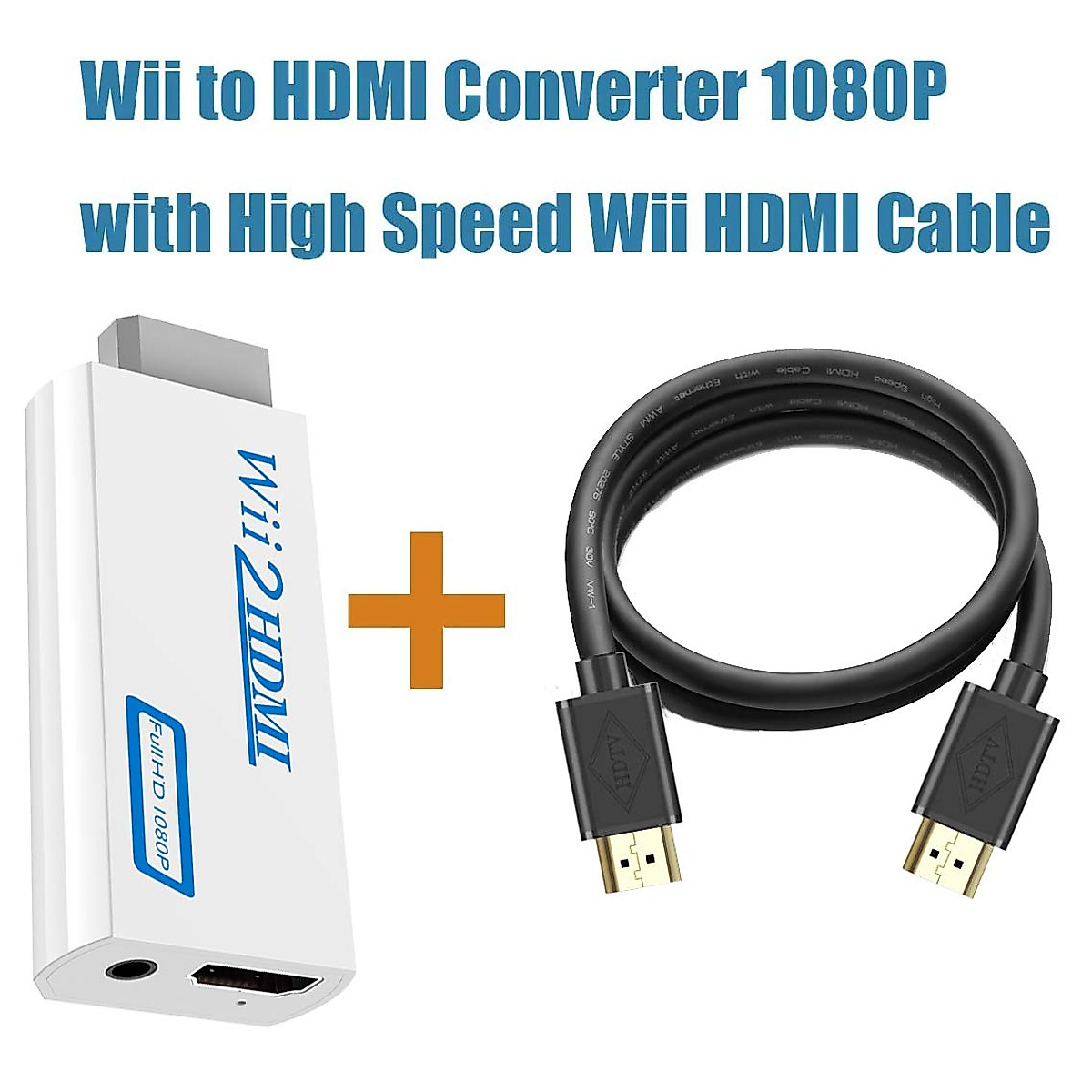 SNLLMZI Wii to HDMI Adapter Converter with 3.5mm Audio Jack & 1080p 720p HDMI Output, Compatible with All Wii Modes