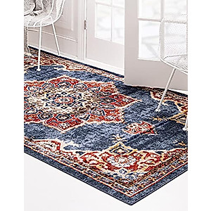 Unique Loom Utopia Collection Traditional Classic Vintage Inspired Area Rug with Warm Hues, 8 ft x 10 ft, Navy Blue/Burgundy