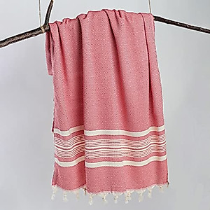 100% Cotton Peshtemals Turkish Towel with Canvas Bag (Watermelon)