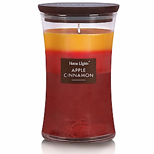 HomeLights 3-Layer Highly Scented Candles - Midnight Lights, Hourglass Large Jar Candles for Home - Burns Up to 45 Hours, Natural Soy Wax, Wooden Lid, 11.3 OZ
