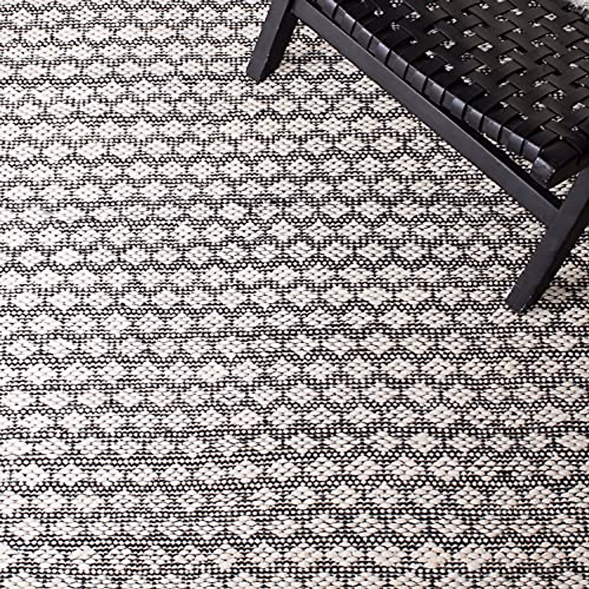 Safavieh Kilim Collection 8' x 10' Black/Ivory KLM376Z Flatweave Premium Wool Living Room Dining Bedroom Area Rug