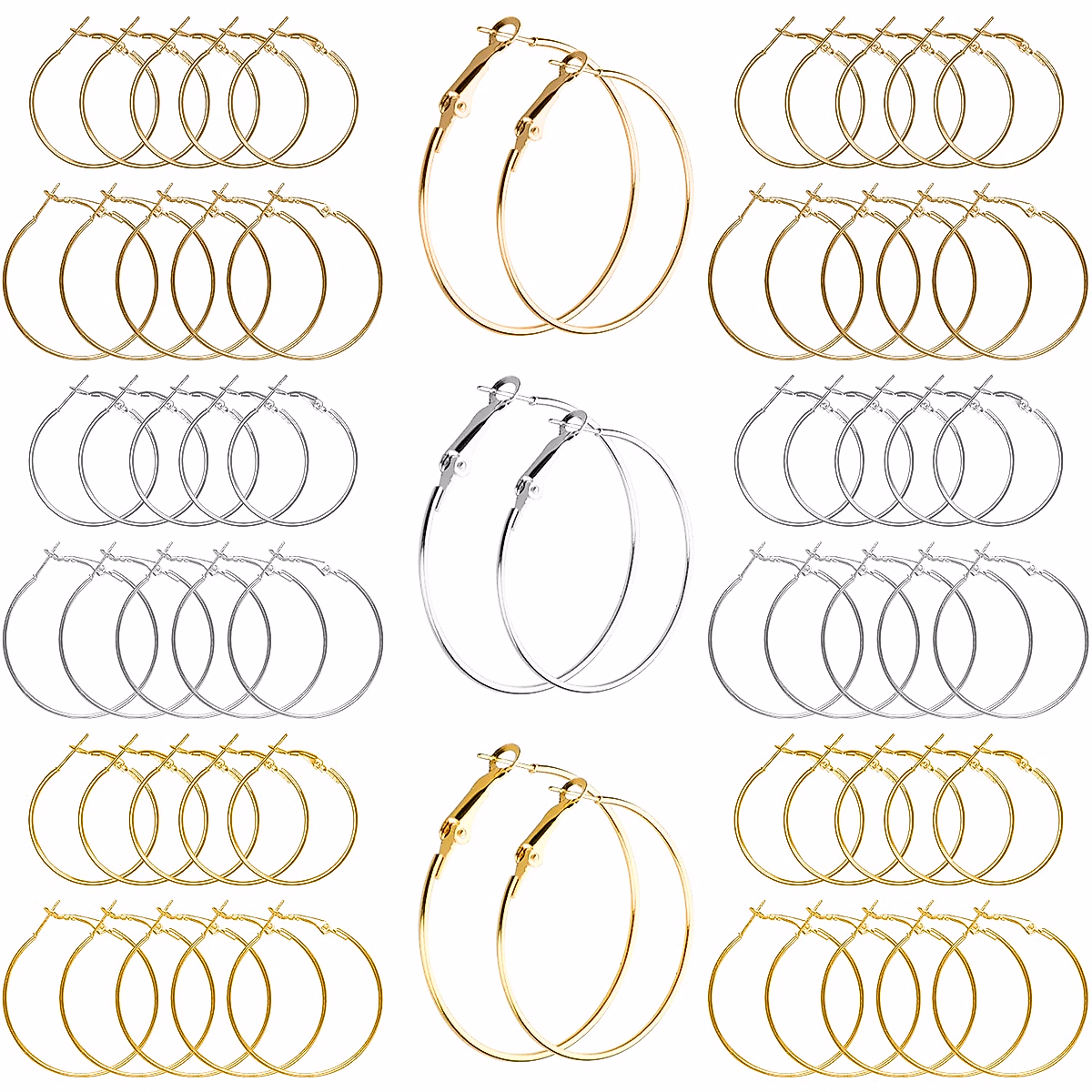 FANMAOUS 60Pcs Hoop Earring Findings Stainless Steel Earrings Beading Round Earrings Hypoallergenic Hoop Earrings Open Beading Hoop for Jewelry Making DIY Crafts Art Creation Girl