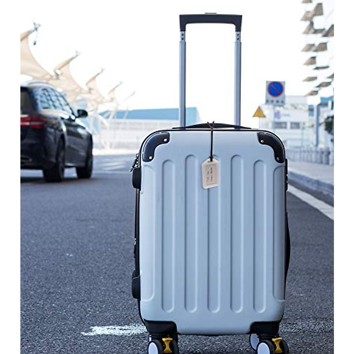 Mini Skater 6.7 inch/17cm Premium Plastic luggage Tag Loop Travel Bag Identification Tag PVC Name ID Card Worm Loop Strap for Luggage Bag ID Tag (Black,50Pcs)