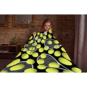 Softerhug Blanket Tennis Soft Cozy Throw Lightweight Microplush Blankets for Couch Bed Sofa All Season Warm-60"x50" Twin for Teen