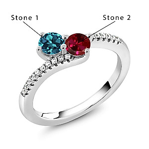 Gem Stone King 925 Sterling Silver Customized and Personalized Promise Love Bypass Birthstone Fashion Mothers Ring For Women (Size 8)
