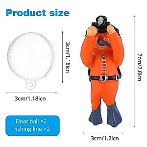 cobee Diver Aquarium Decorations, 2PCS Floating Fish Tank Decor Aquarium Diver with Floating Device Diver Figurines Cartoon Aquarium Ornament Fish Playmate Fish Tank Accessories
