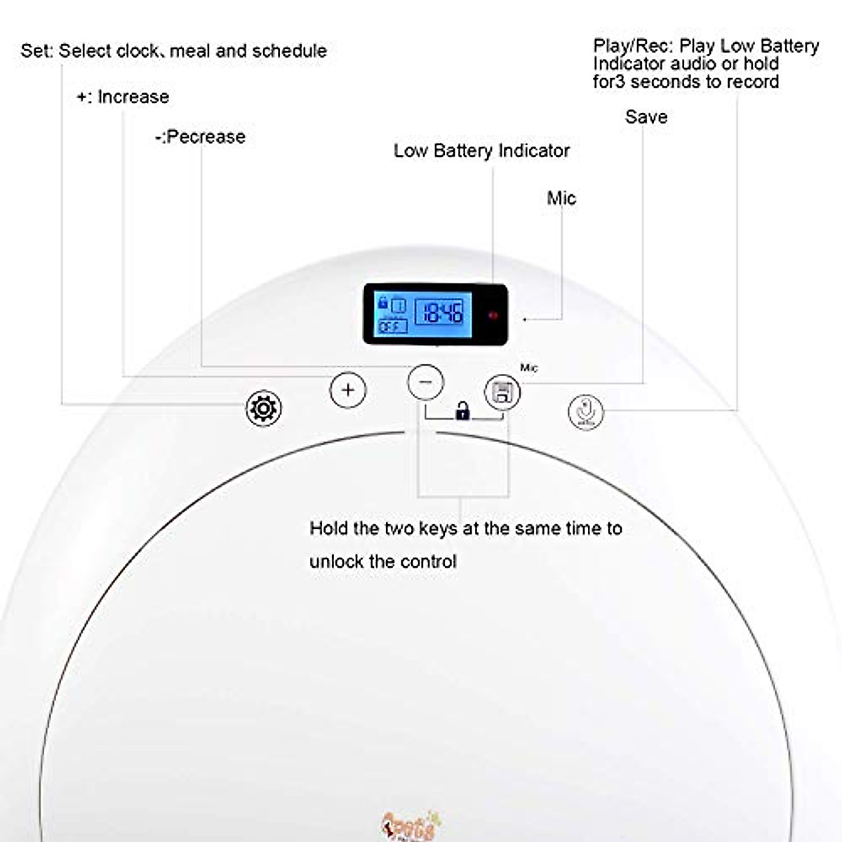 QPETS 6 Meals Automatic Cat Dog Feeder Auto Pet Feeder with Programmable Timer ,Auto Dry and Wet Food Dispenser for Kitten and Little Dog Voice Recording and Playing