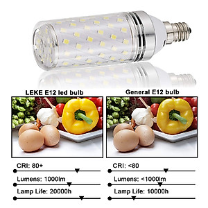 LEKE E12 LED Bulb 80W-100W Equivalent E12 Candelabra Bulb 1000Lumen Non-dimmable E12 Light Bulb 8W 6000K White(4 Pack)