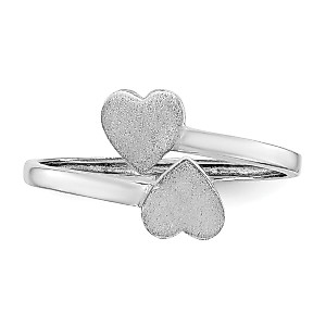 IceCarats 14K White Gold Double Heart Love Ring