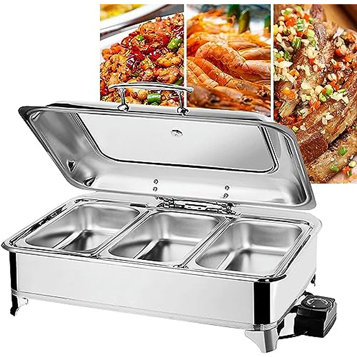 9L Electric Chafing Dish, Food Heating Trays Buffet, Buffet Servers and Warmers, Stainless Steel Dish for Parties Perfect for Parties, Entertaining Holidays