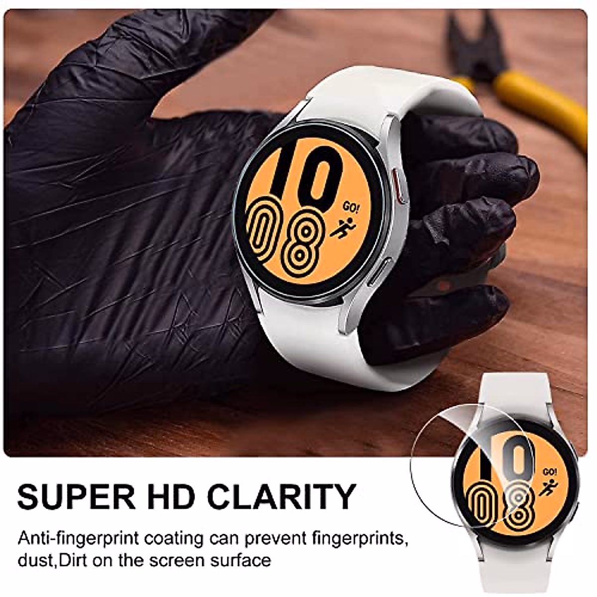 T Tersely (3 Pack Screen Protector for Samsung Galaxy Watch 7/6/5/4 (44MM), 9H Hardness Tempered Glass Film Guard for Samsung Galaxy Watch