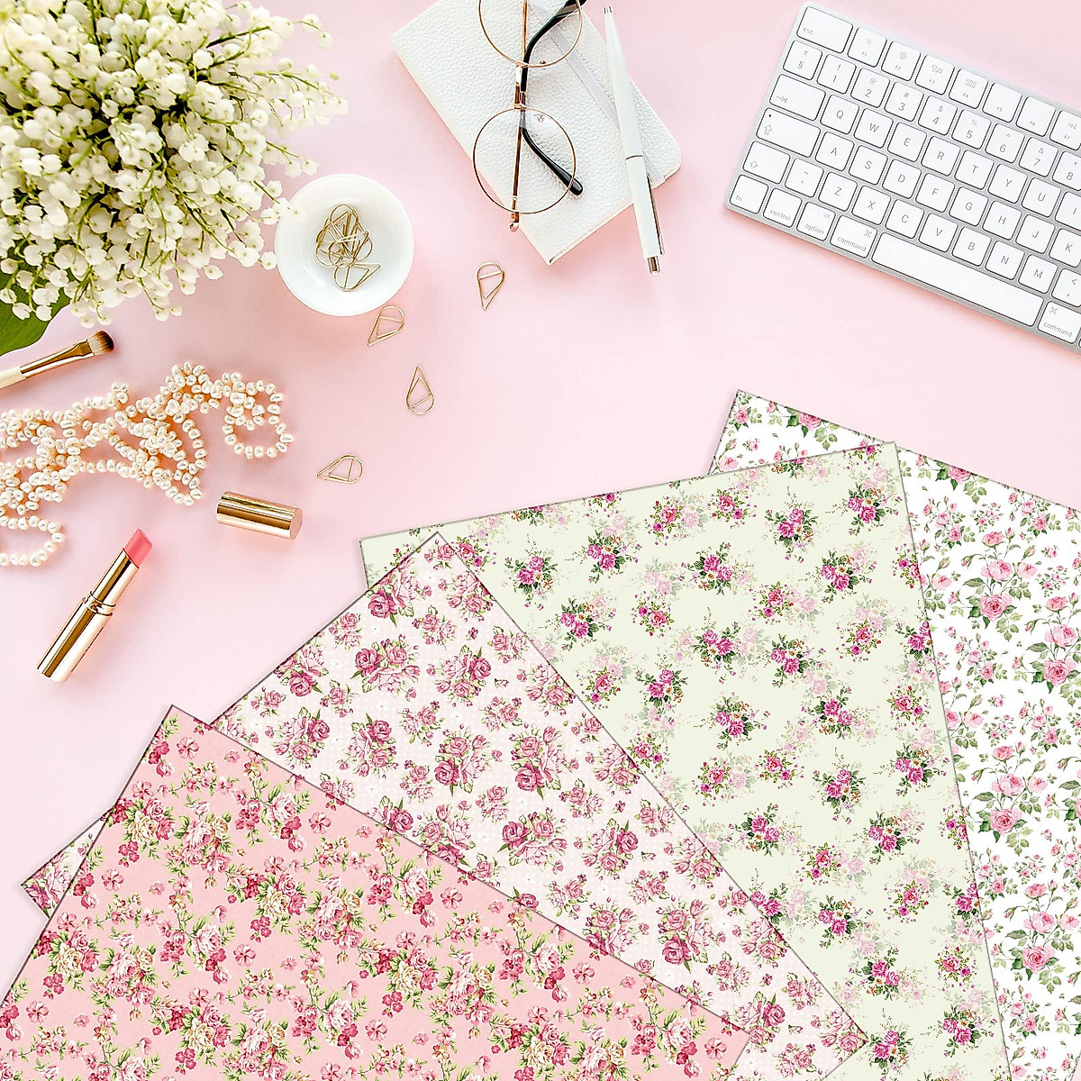 Whaline 12Pcs Spring Cotton Fabric Bundles 18 x 22 Inch Floral Quilting Fabric Patchwork Flower Pattern Precut Fat Quarters for Spring Birthday Sewing DIY Crafts Handmade Clothing