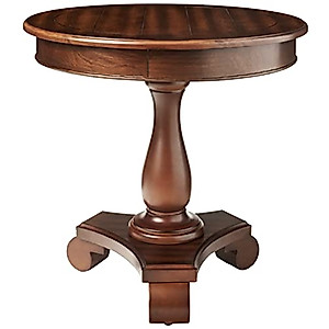 Roundhill Furniture Rene Round Wood Pedestal Side Table, 26"D x 26"W x 26.5"H, Espresso