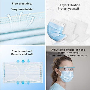 mystcare Disposable Face Mask 50 Pack Individually Packaged Wrapped Protection For Adults 3-layer Filter Safety Face Masks