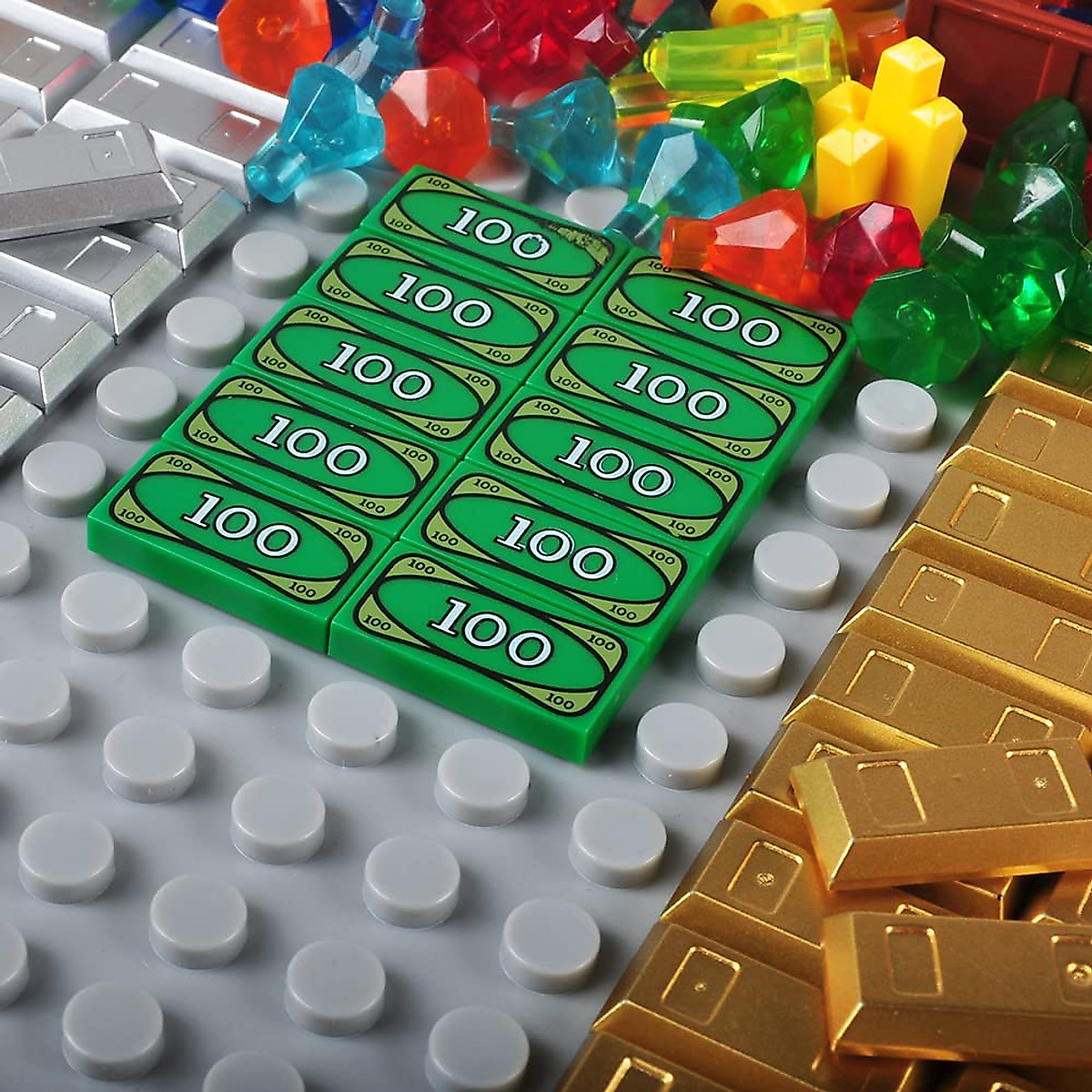 BAENRCY Treasure Accessories Set Building Blocks Bullion Money Gold Bar Jewelry Building Bricks Kit DIY Building Set Compatible All Major Brands(#A)