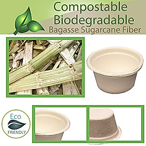 Upper Midland Products 2 oz Compostable Bagasse Souffle Cups, 200 Pack