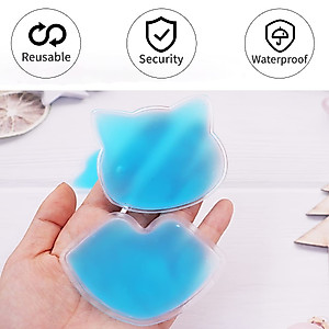Eye Pad Lip ice Packs, Gel Eye Pad Cold Eye Mask Hot Cold Compress Reusable Gel Eye Pads, Mini Gel ice Packs Lip fillers After Care, Lip ice Packs to Reduce Swelling and bruising (Blue)