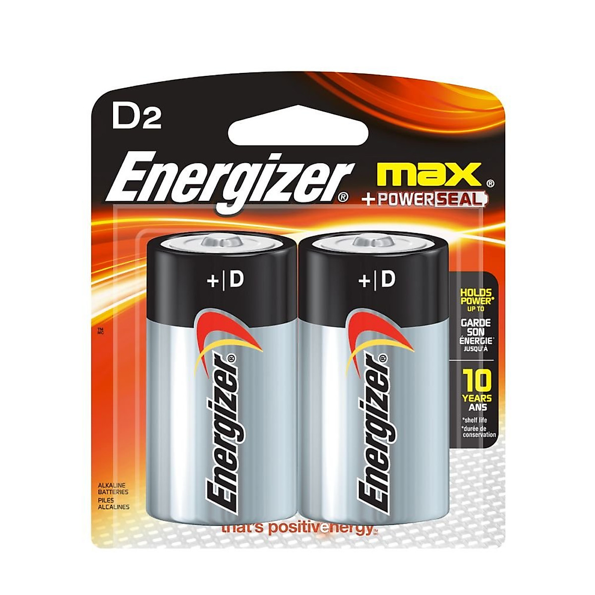 Energizer MAX D Alkaline Batteries, 2-Count