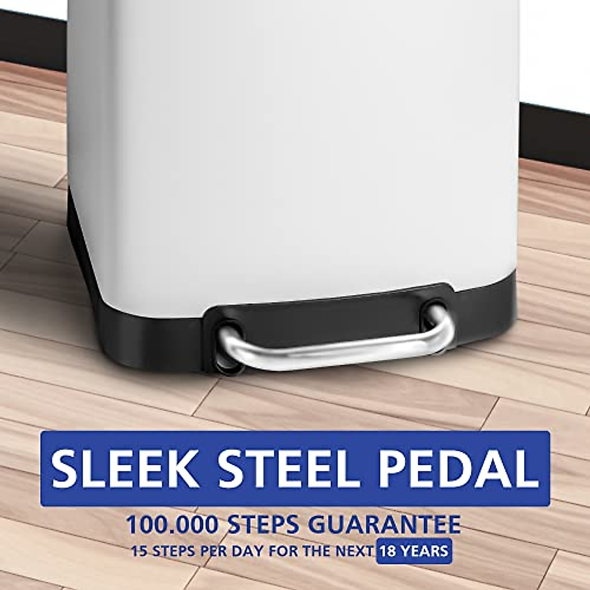 WENKO 54920218 8 Gallon Kitchen with Foot Pedal, Hands Free, Made of Steel, Dimensions (WxHxD): 13.4x24x12.8 in, Trash Can with lid, White