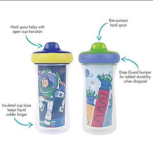 The First Years Disney/Pixar Toy Story Kids Insulated Sippy Cups - Dishwasher Safe Spill Proof Toddler Cups - Ages 12 Months and Up - 9 Ounces - 2 Count