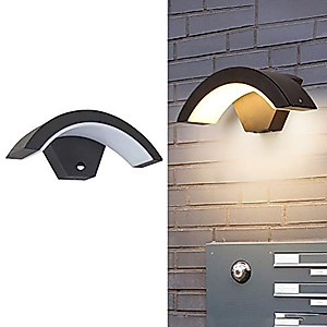 Mobestech Modern Arc Shape 12W Outdoor Light Sense Wall Light Waterproof Garden Courtyard Lamp for Home Farmyard Balcony Aisle Corridor ( White )