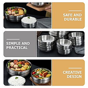 Veemoon Stainless Steel Soup Bowls Korean Ramen Container Noodle Bowl Oatmeal Dessert Bowl Seasoning Serving Bowls Appetizer Bowls for Home Restaurant Buffet Supplies