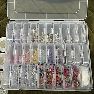 LZLMQSSA Bead Organizer Box, 30Pcs Small Clear Plastic Storage Containers, 1 Large Craft Organizer Box, Mini Parts Storage Solution for Beading Jewelry Making Diamond Arts Screws Seeds