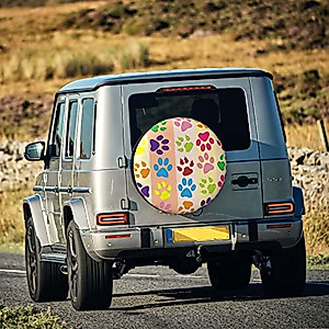 Spare Tire Cover Dog Paw Print Waterproof Dust-Proof Universal Spare Wheel Tire Covers 14 Inch Inch Fit for Rv Trailer Truck SUV Truck Camper Travel Trailer Accessories