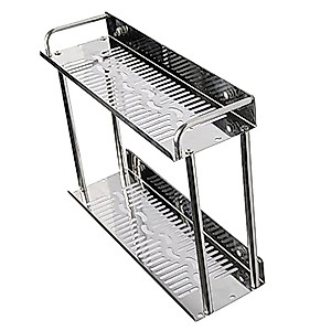 2 Tiers Rectangular Wall Storage Shelf Stainless Steel Toilet Organizer Multipurpose Bathroom Shelves Durable Bath Accessory
