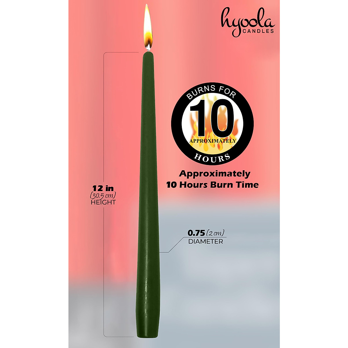 Hyoola Christmas Candles - Green and Red Taper Candles 12 Inch Dripless, 12 Pack Unscented Holiday Candles - European Made
