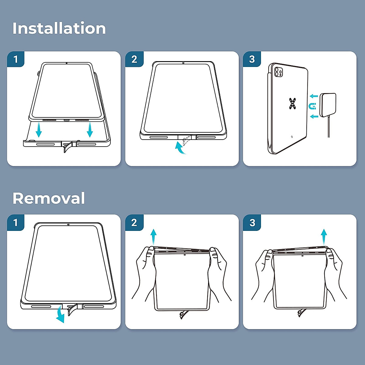 PITAKA iPad Pro 12.9 Case, Magnetic Wireless-Like Charging Case for iPad Pro 12.9 2021/2022, Magic Keyboard Compatible Case Support Apple Pencil 2 Charging, 1500D Aramid Fiber Made,Black/Grey